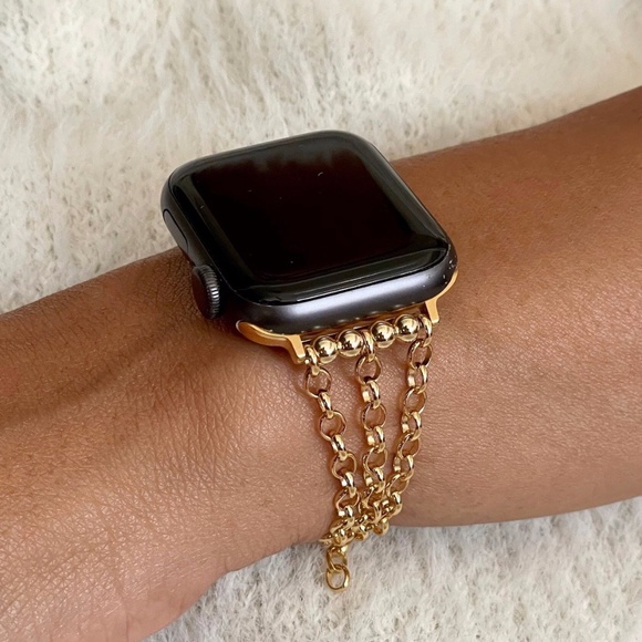 Simeon D | Accessories | 4k Gold Filled Triple Rolo Chain Apple Watch ...